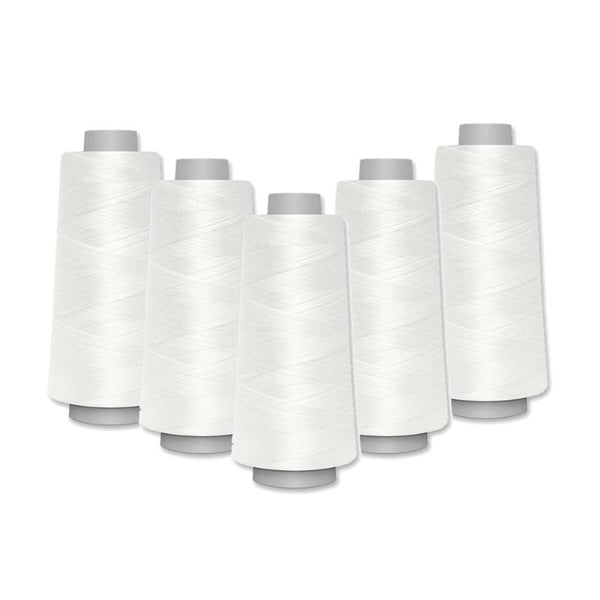 Toldi-lock overlocktråd hvid – 5 ruller á 2.500 meter – Symaskiner.dk